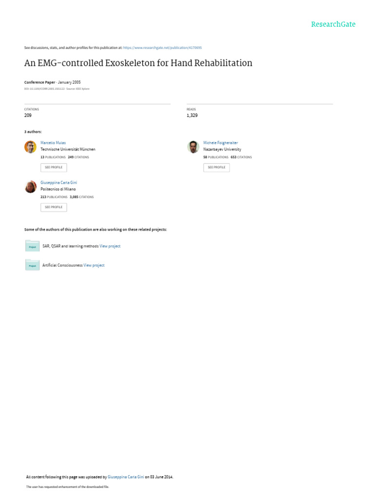 An EMG-controlled Exoskeleton For Hand Rehabilitation | PDF | Physical ...