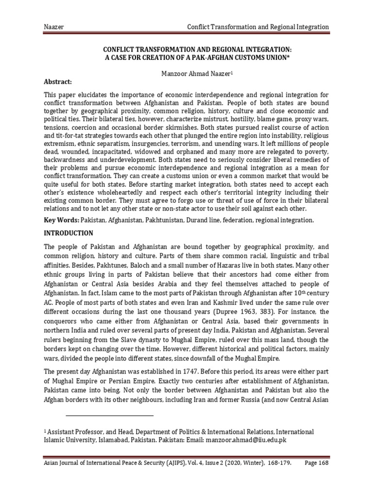 Conflict Transformation and Regional Integration A Case For Creation of ...