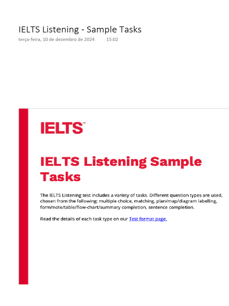 IELTS Listening - Sample Tasks | PDF