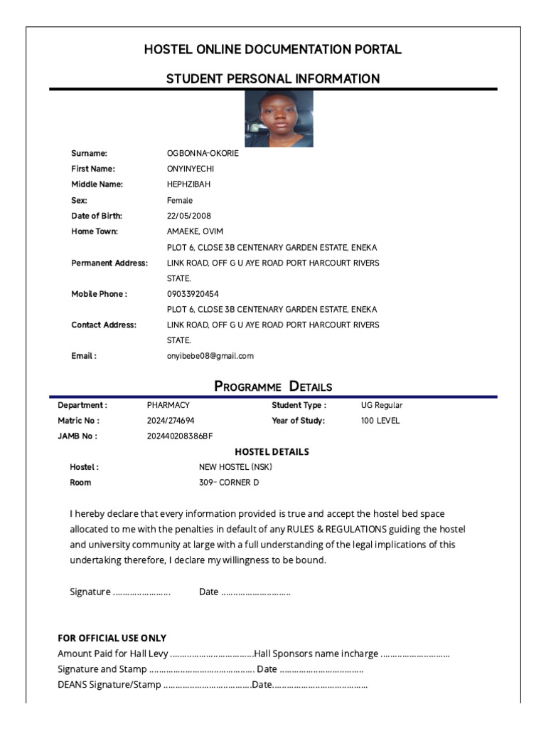 Onyi Hostel Document Onyi | PDF