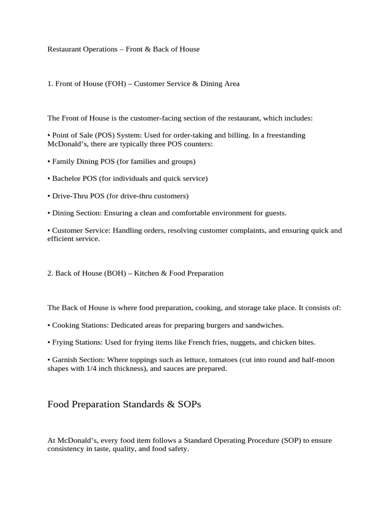 Restaurant Operations | PDF | Hamburgers | Restaurants