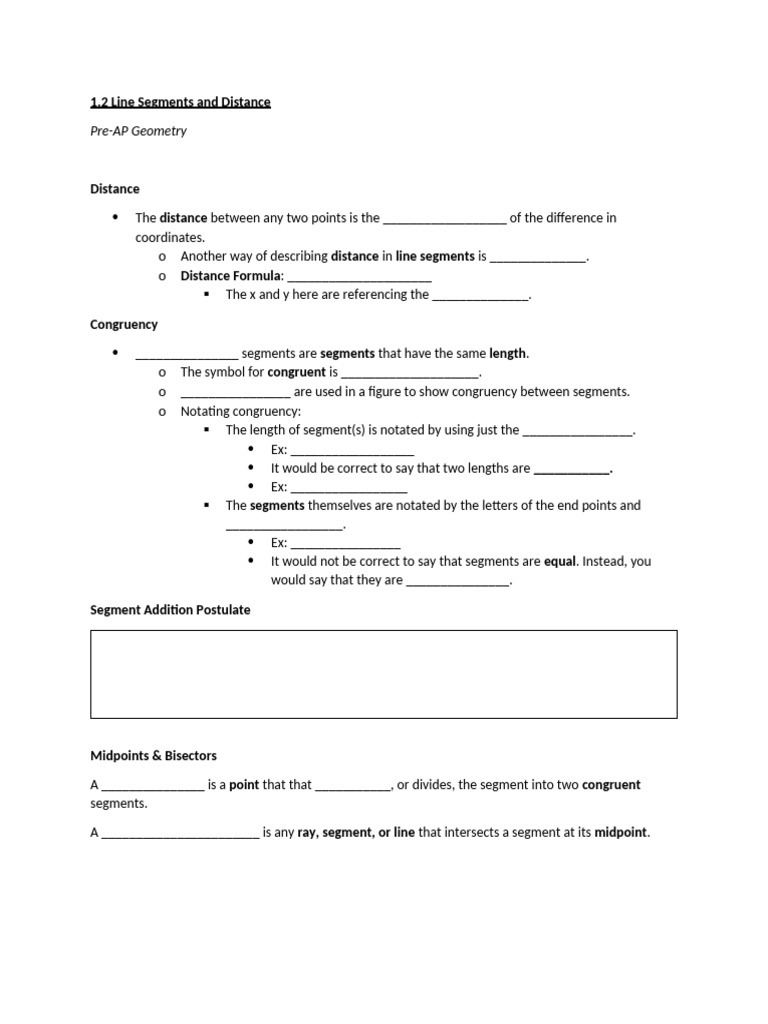 1.2 Line Segments and Distance | PDF