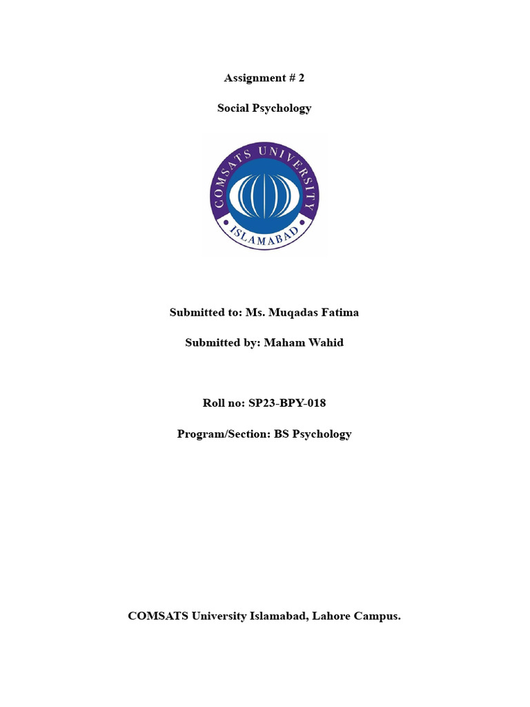 social psychology- assignment 2 | PDF | Methodology | Psychology