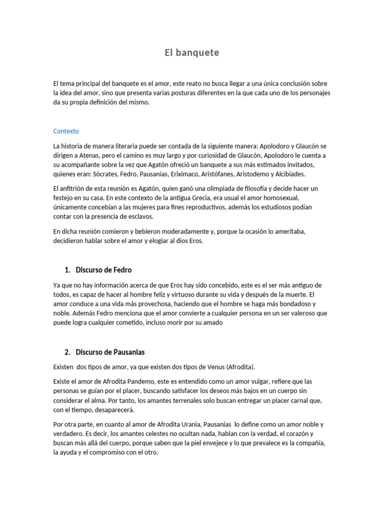 El Banquete Platon | PDF | Simposio (Platón)