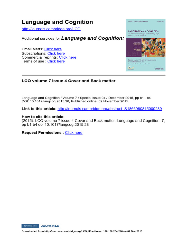 Language and Cognition | PDF | Multilingualism | Linguistics