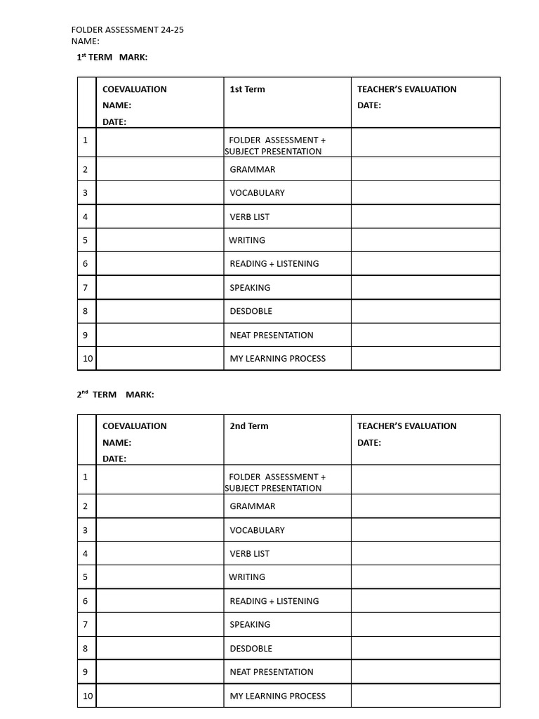 Folder Assessment Overview 2024-25 | PDF