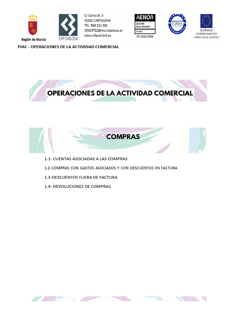 OPERACIONES COMPRAS Descuentos y Gastos de La Operación | PDF | Factura ...