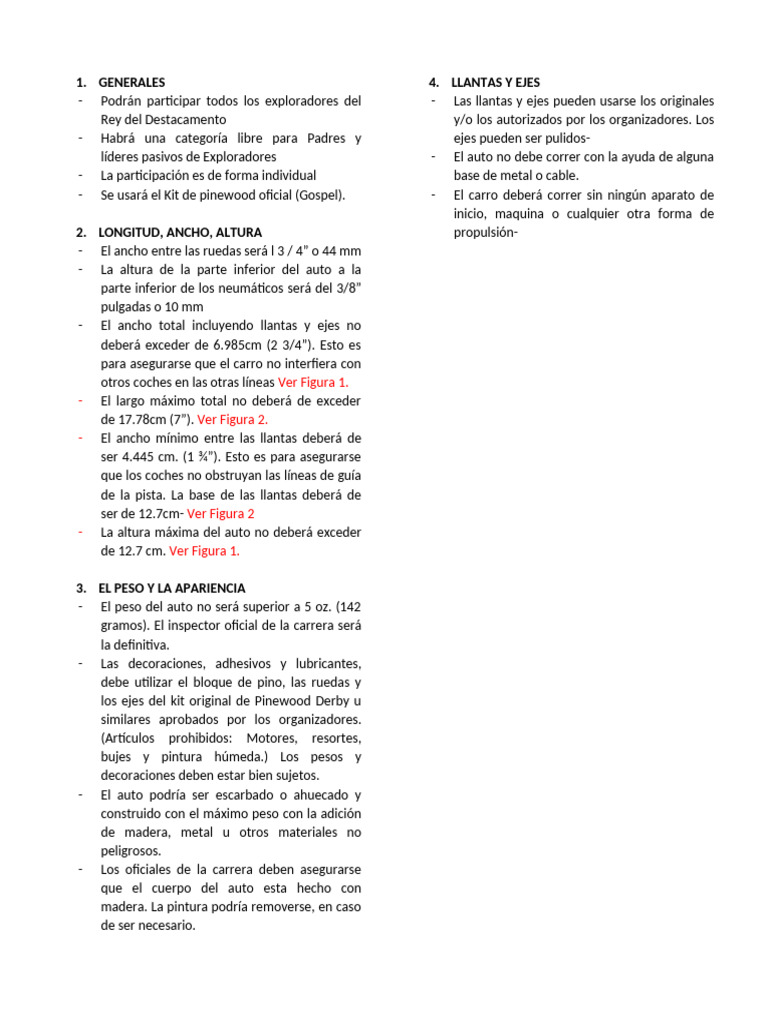 Bases Generales Derby Pinewood Jhonny | PDF