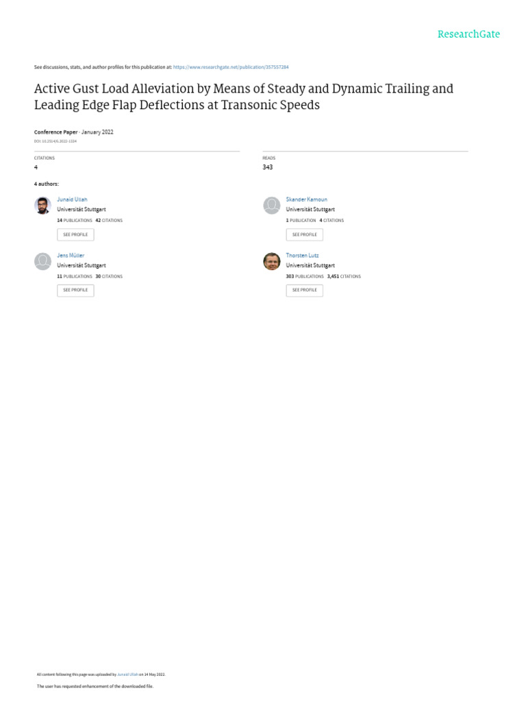 Active Gust Load Alleviation by Means of Steady and Dynamic Trailing and Leading Edge Flap de ...