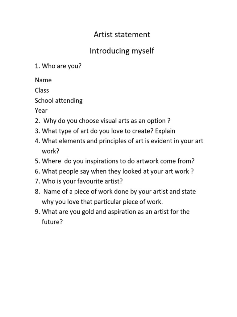 Artist Statement Outline Guide | PDF
