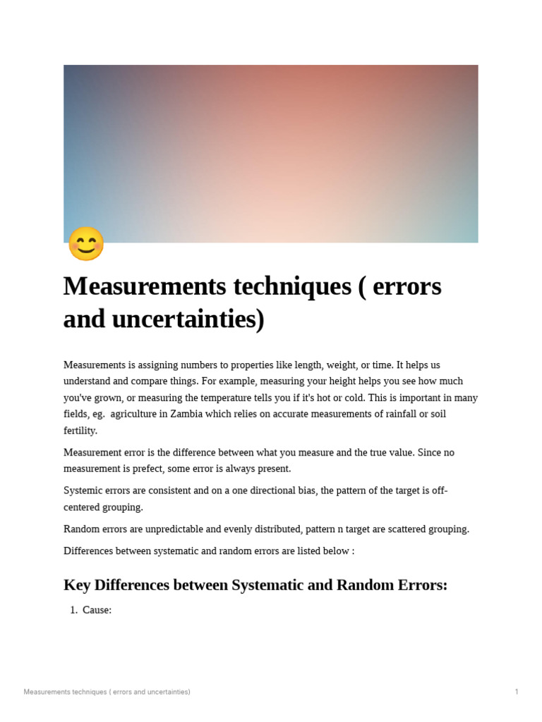 Measurements Techniques (Errors and Uncertainties) PDF | PDF | Observational Error | Significant ...