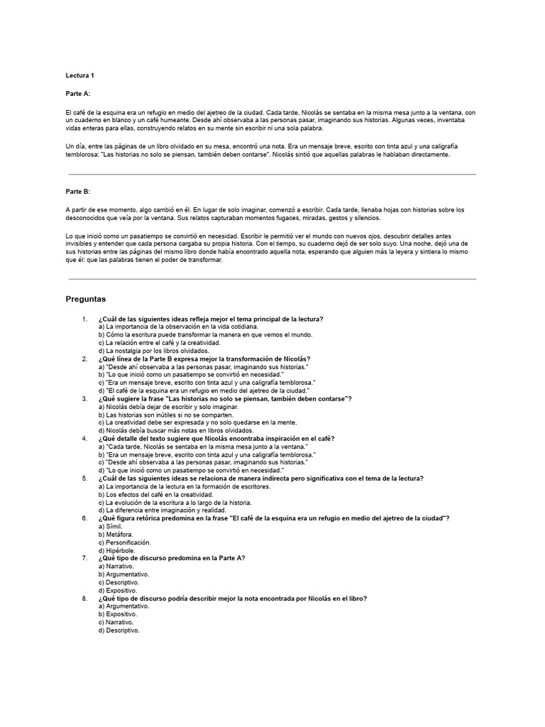 Lecturas de Prueba Ejemplo | PDF | Reloj | Metáfora