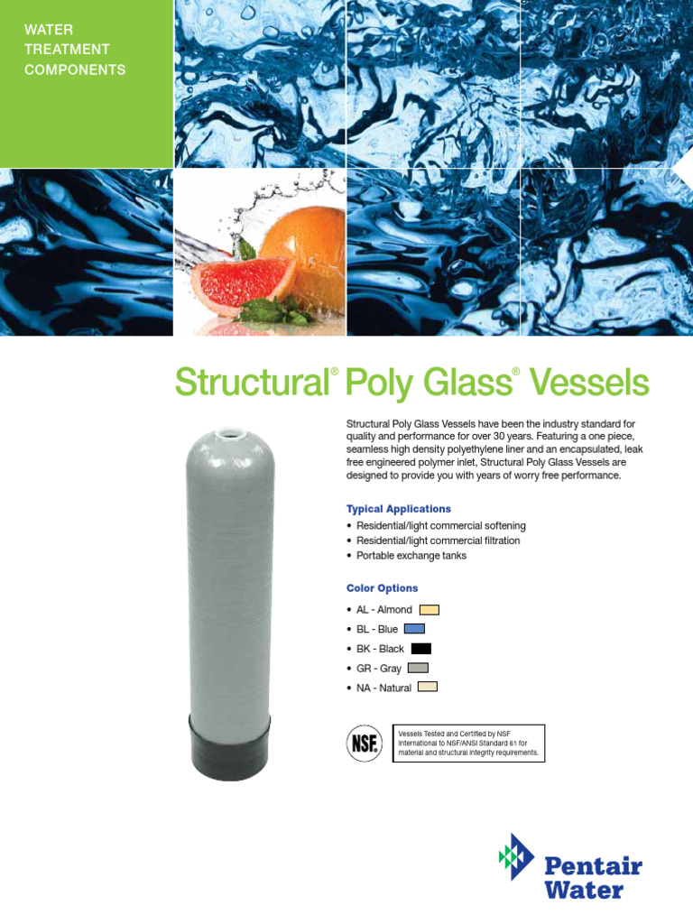 FT - STRUCTURAL POLY GLASS VESSELS - PENTAIR - Diam. 6-16 Tanques Polyglass (Filtro de Cuarzo ...