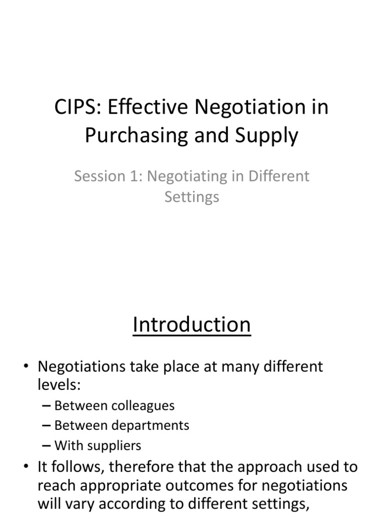 CIPS 1st Lecture | PDF | Negotiation | Supply Chain