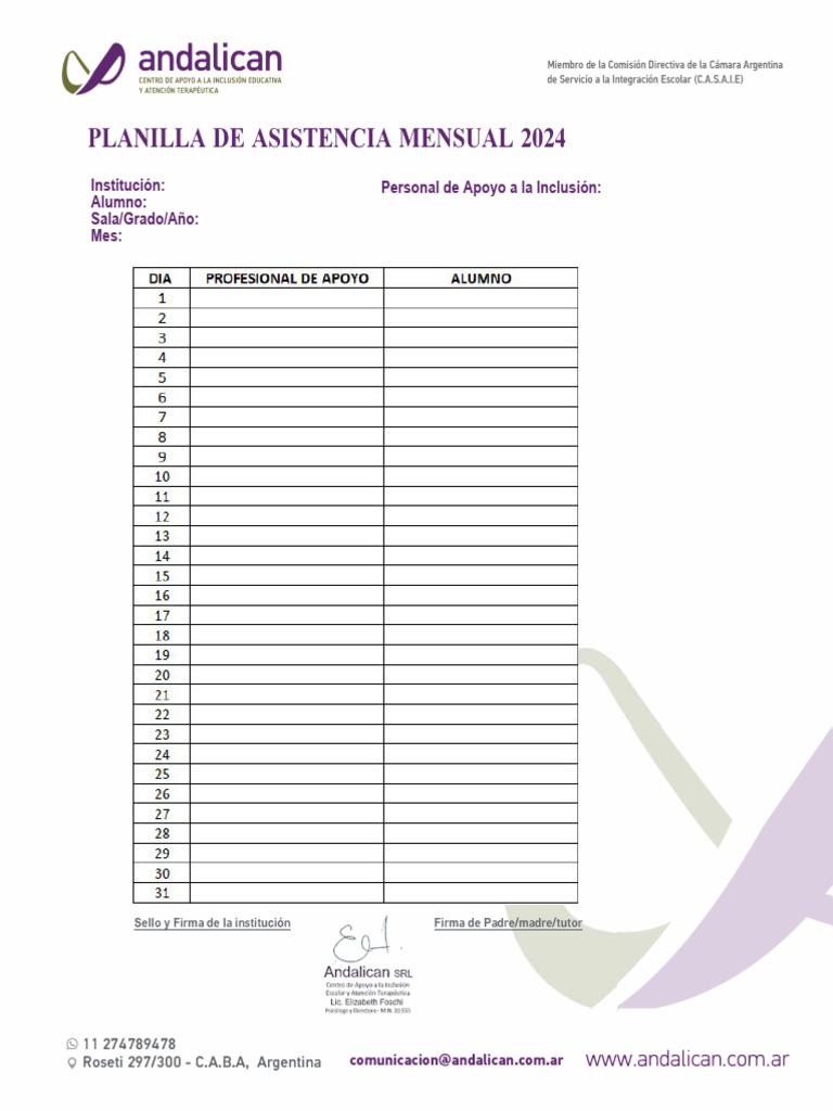 3 - 2024 Planilla de Asistencia Mensual A Completar | PDF