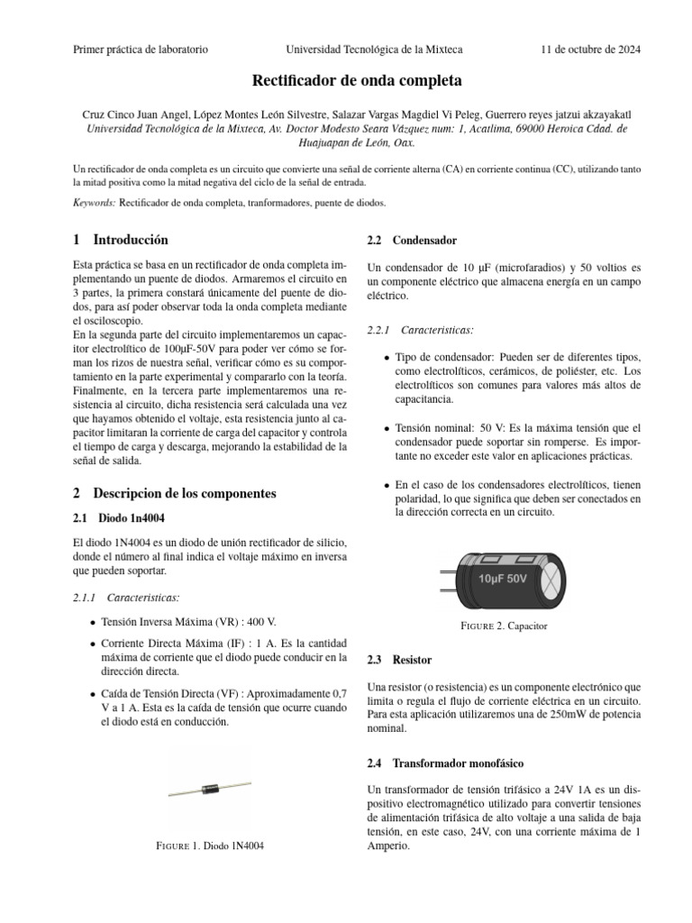 Primera Práctica EP | PDF | Rectificador | Red eléctrica