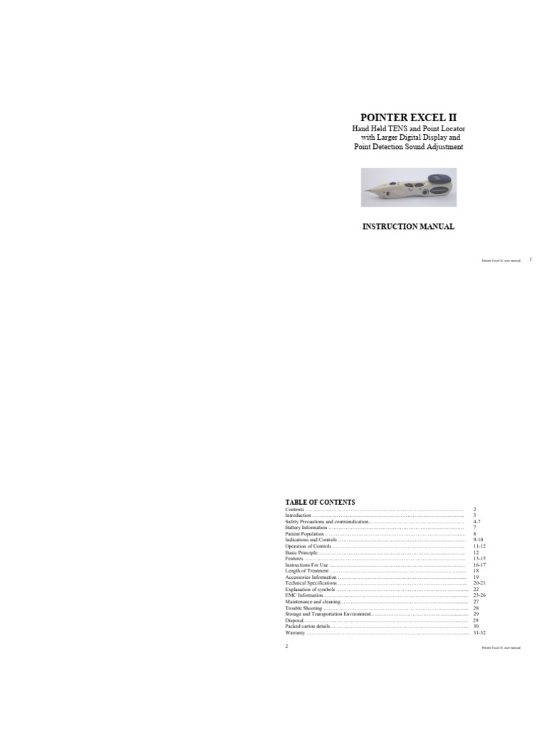 Pointer Excel II English Manual | PDF | Artificial Cardiac Pacemaker | Heart