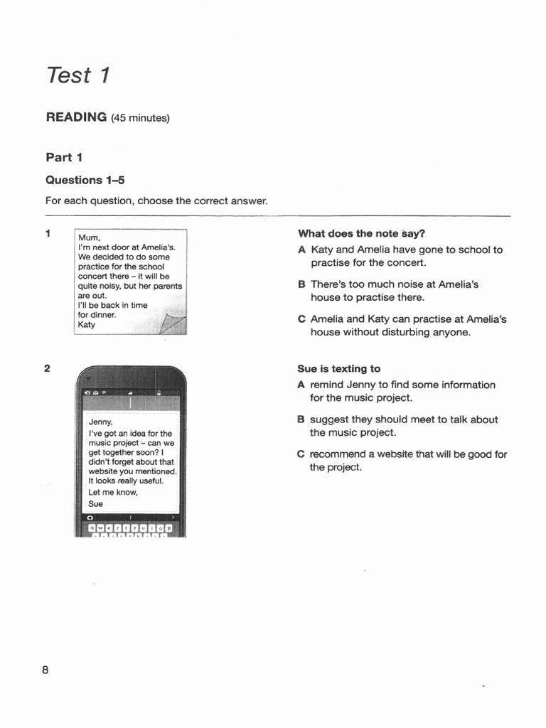 B1 PFS 2 - Test 01 | PDF