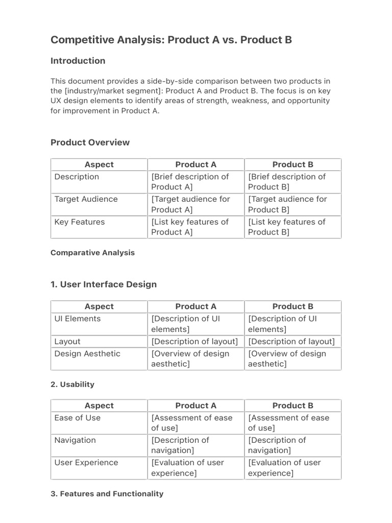 Competitive Analysis- Product A vs. Product B | PDF | Usability | Human ...