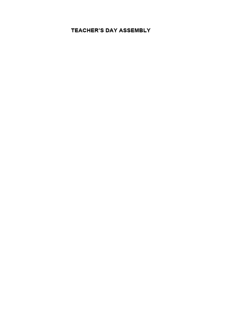 TEACHER'S DAY ASSEMBLY COMPERING(FINAL) | PDF | Teachers