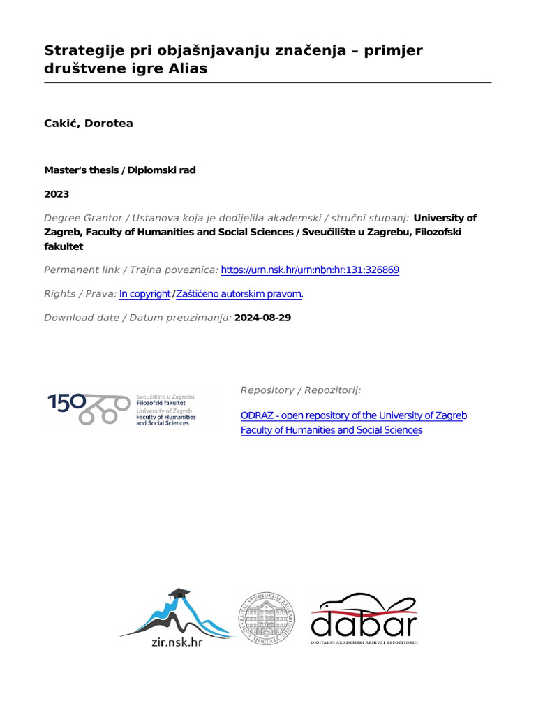 Cakic Strategije Pri Objasnjavanju Znacenja Primjer Drustvene Igre ...