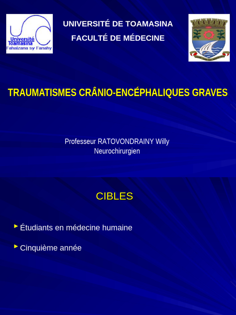 1-Traumatisme Cranien Generalite | PDF | Traumatisme crânien | Médecine clinique