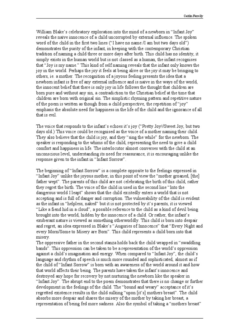 Blake's Contrast: Joy vs. Sorrow | PDF | William Blake | Infants