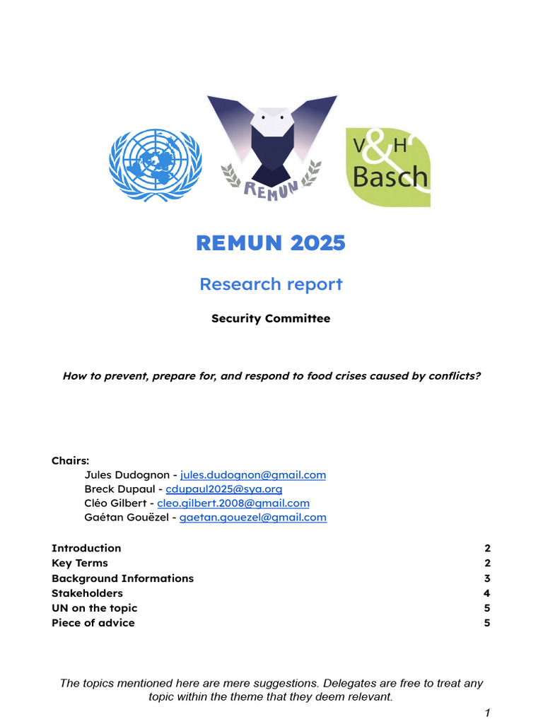 RR REMUN Security Committee 2025 | PDF | Malnutrition | Food Security