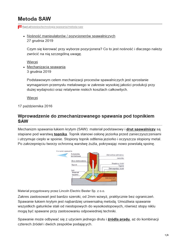 Metody Spawania - Metoda SAW | PDF