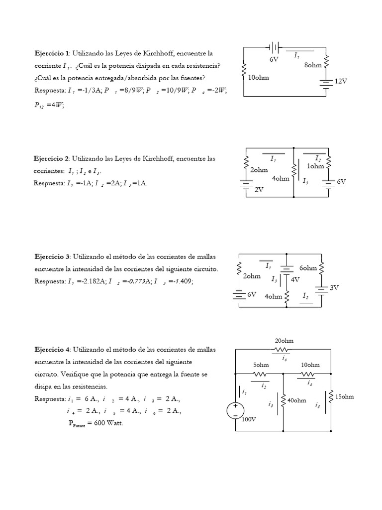 ejercicios | PDF | Resistencia Eléctrica y Conductancia | voltaje
