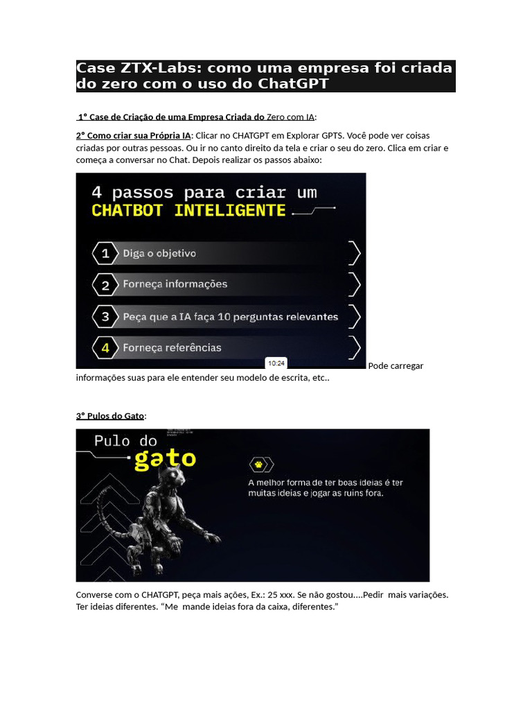 Case ZTX-Labs Como Uma Empresa Foi Criada Do Zero Com o Uso Do ChatGPT Aula 4 | PDF