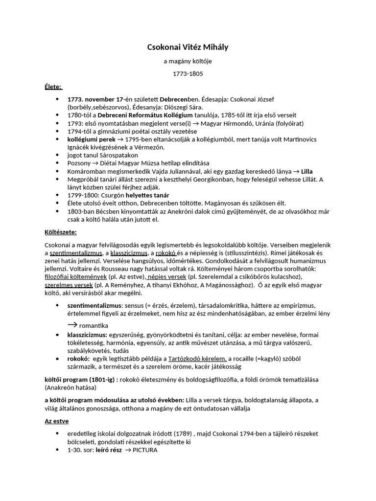 Csokonai Vitéz Mihály | PDF
