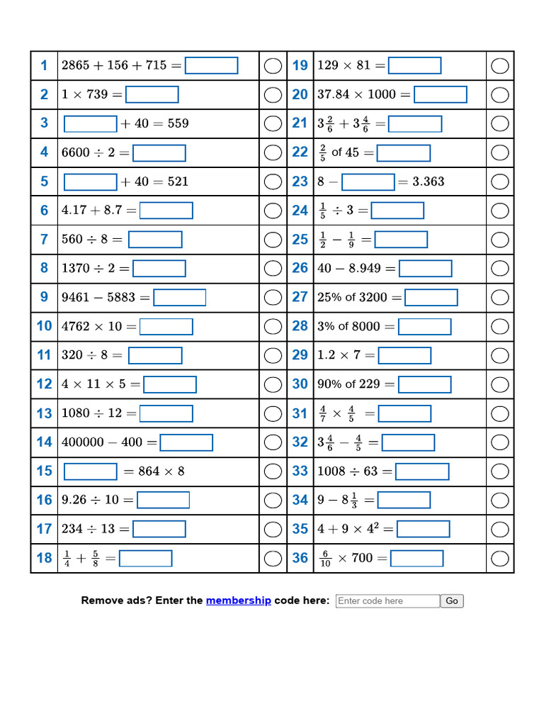 SATS - Key Stage 2 (Year 6) Arithmetic - Compact Version | PDF
