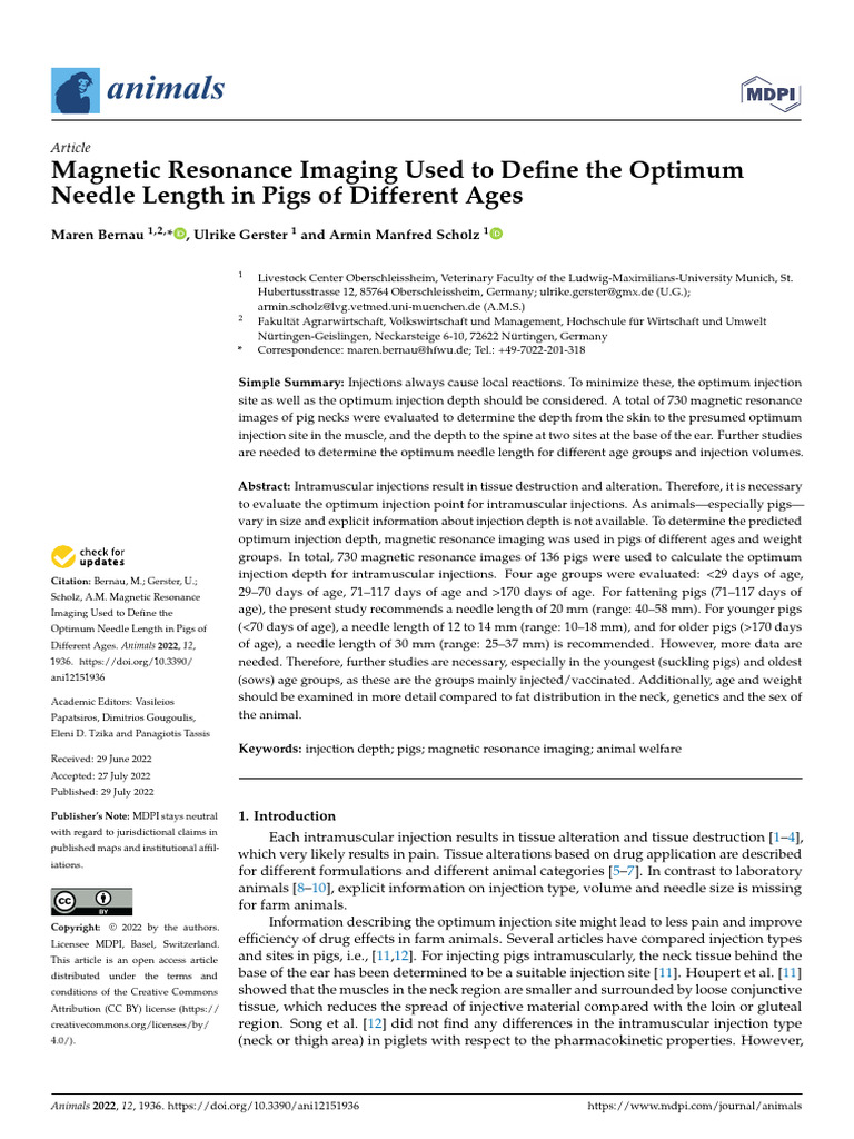 Magnetic Resonance Imaging Used to Define the Optimum Needle Length in ...