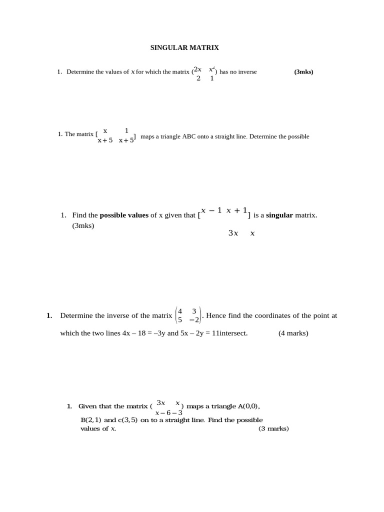 Singular Matrix | PDF