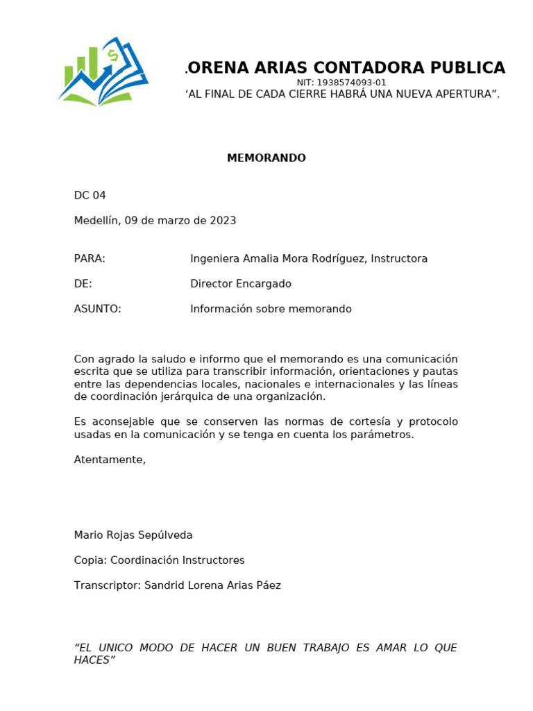 Memorando Estilo Bloque Extremo | PDF