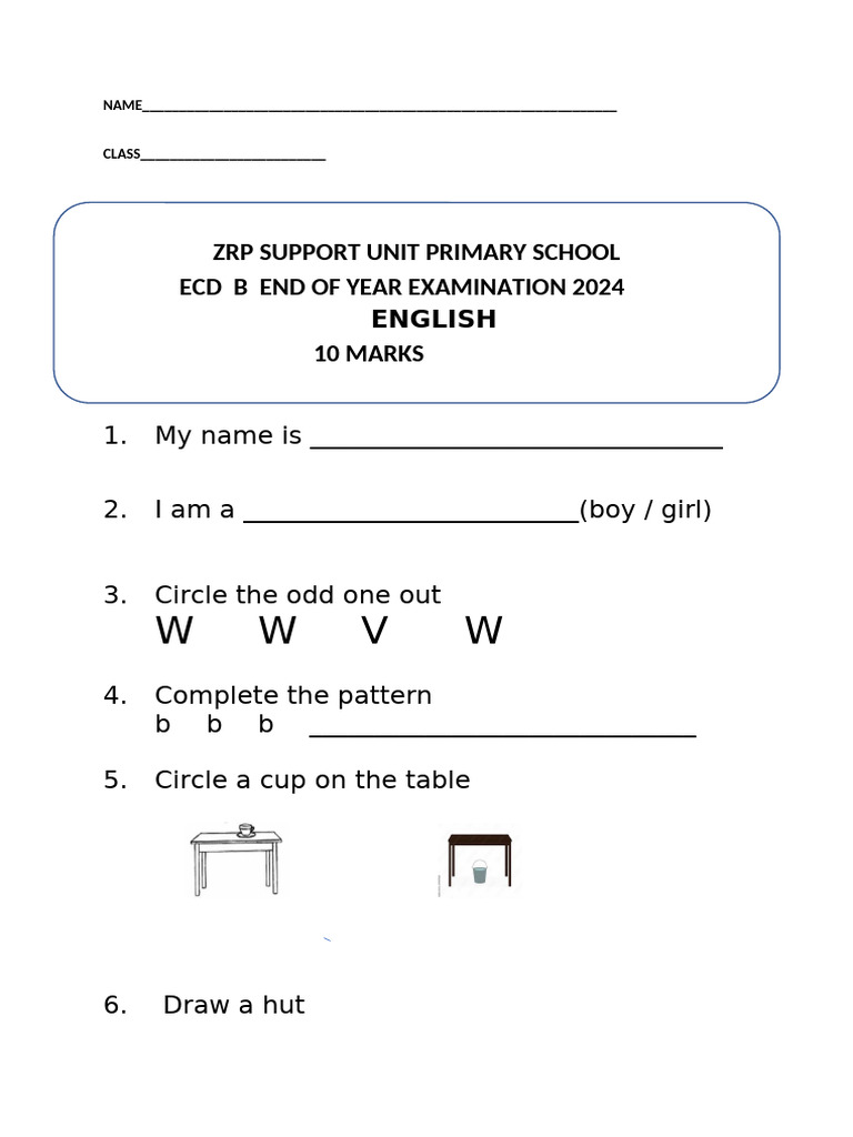 ECD B English End of Year 2024 | PDF