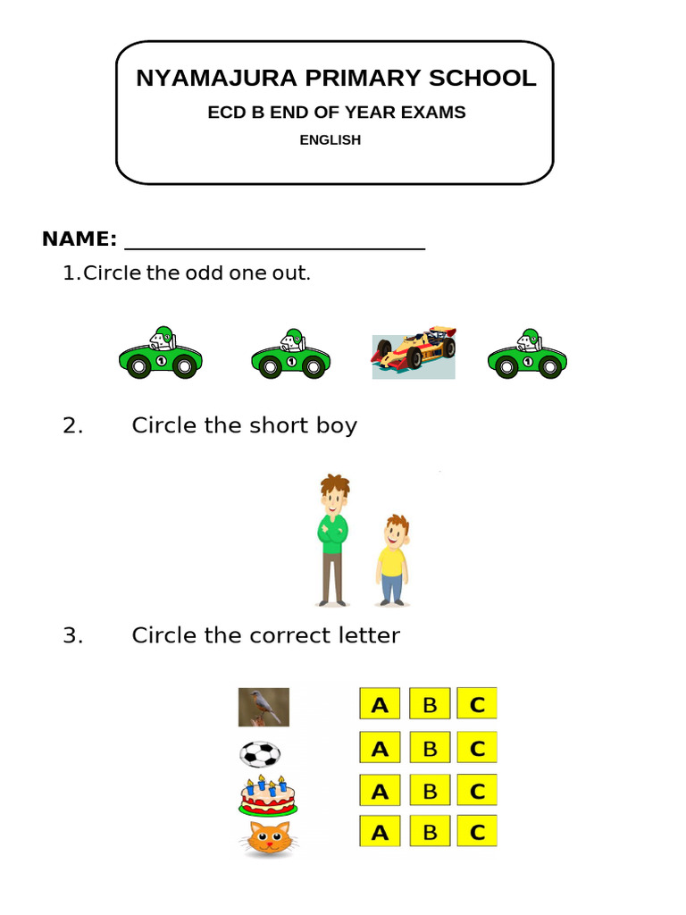 ECD B English Exam Activities | PDF