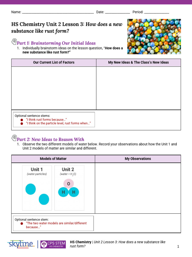 Science.HSC.U2.L3_ Student Handout | PDF | Chemistry | Chemical Reactions