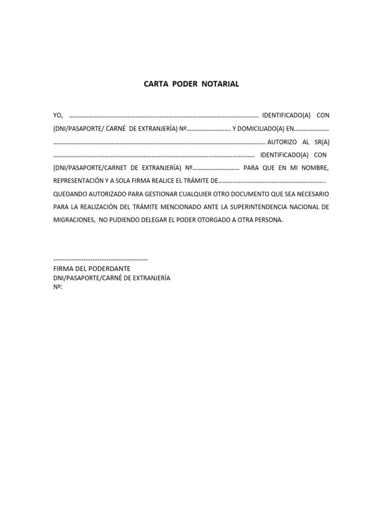 Carta Poder Notarial para Trámites | PDF