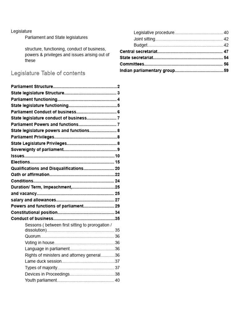 Structure and Function of Legislatures | PDF | Bill (Law) | Legislature