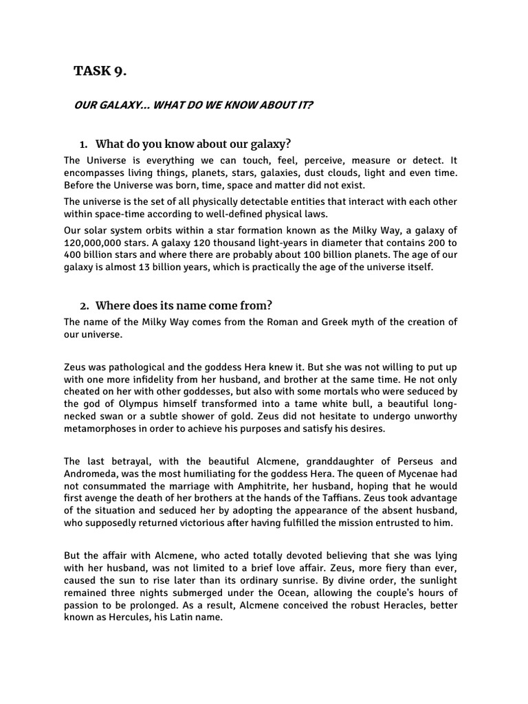 TASK 9_ Our Gallaxy | PDF | Milky Way | Galaxy