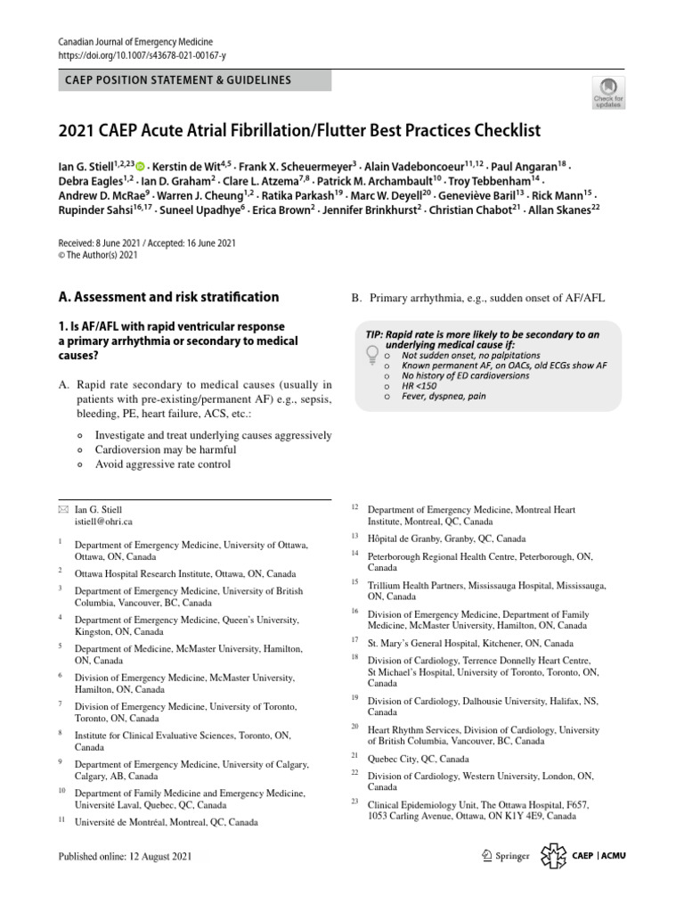 CAEP Guidelines for Acute AF/AFL Management | PDF | Medicine ...