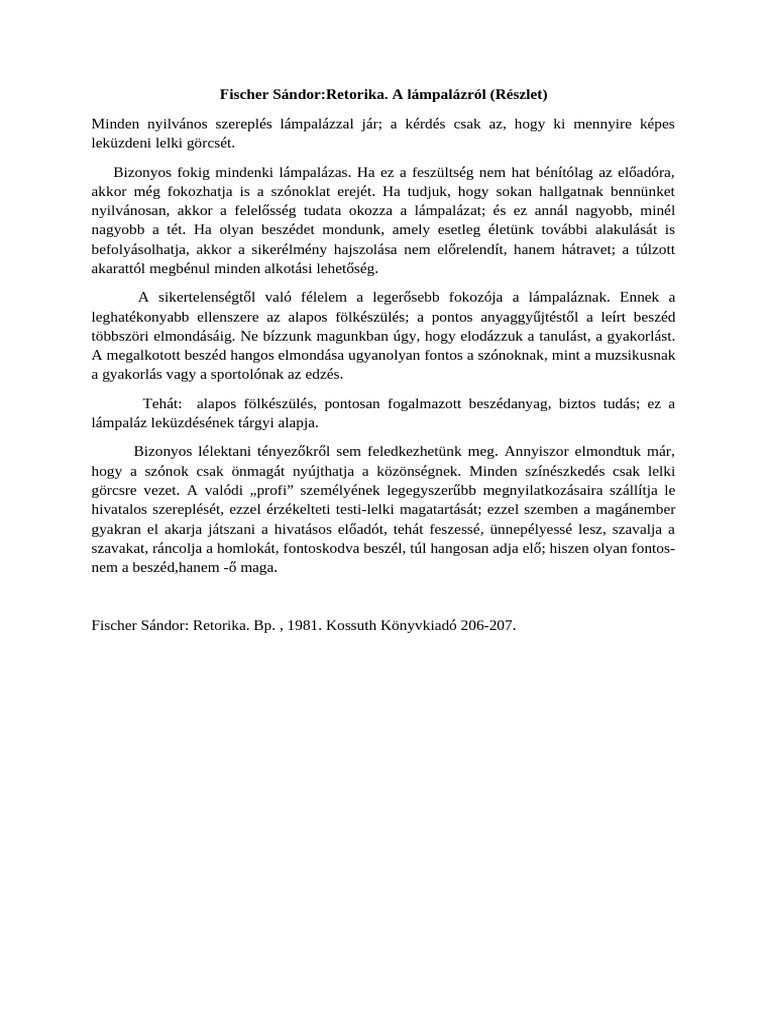 Fischer Sándor A szöveg NYOMTAT | PDF