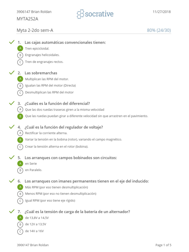 Preguntas sobre mecánica automotriz básica | PDF | Inductor ...