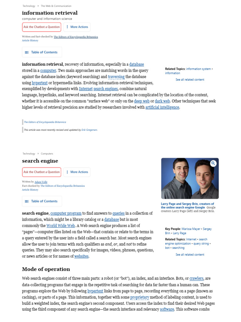 Information Retrieval - Definition, Methods, & Facts - Britannica | PDF ...