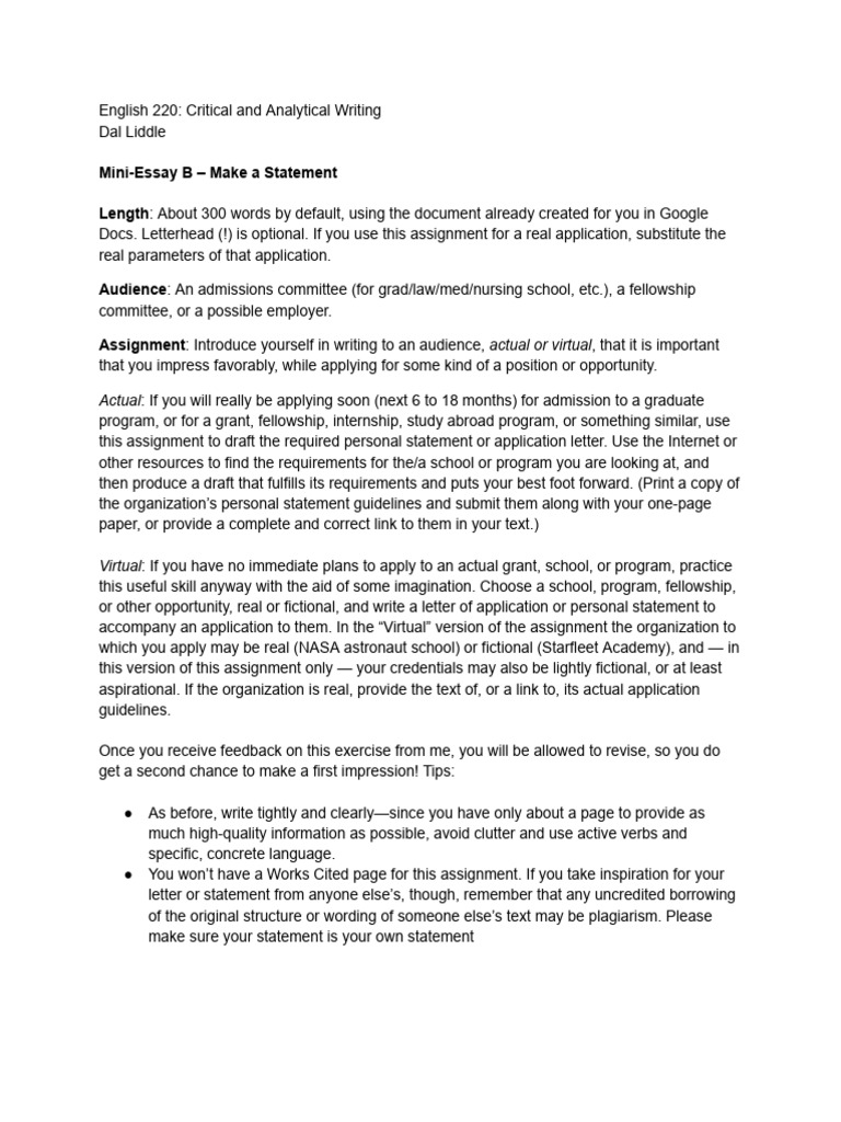 Crafting Effective Personal Statements | PDF | Science | Environmental ...