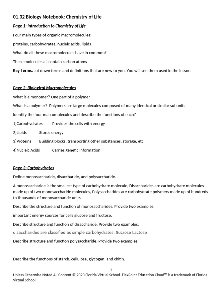 01 02 Chemistry of Life | PDF | Carbohydrates | Macromolecules
