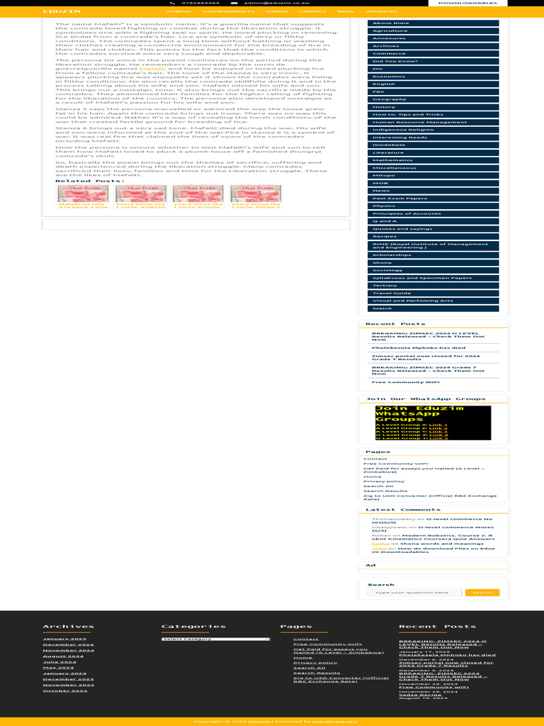 Mafaiti-He Loved To Pluck A Louse - Poem Analysis - EDUZIM | PDF