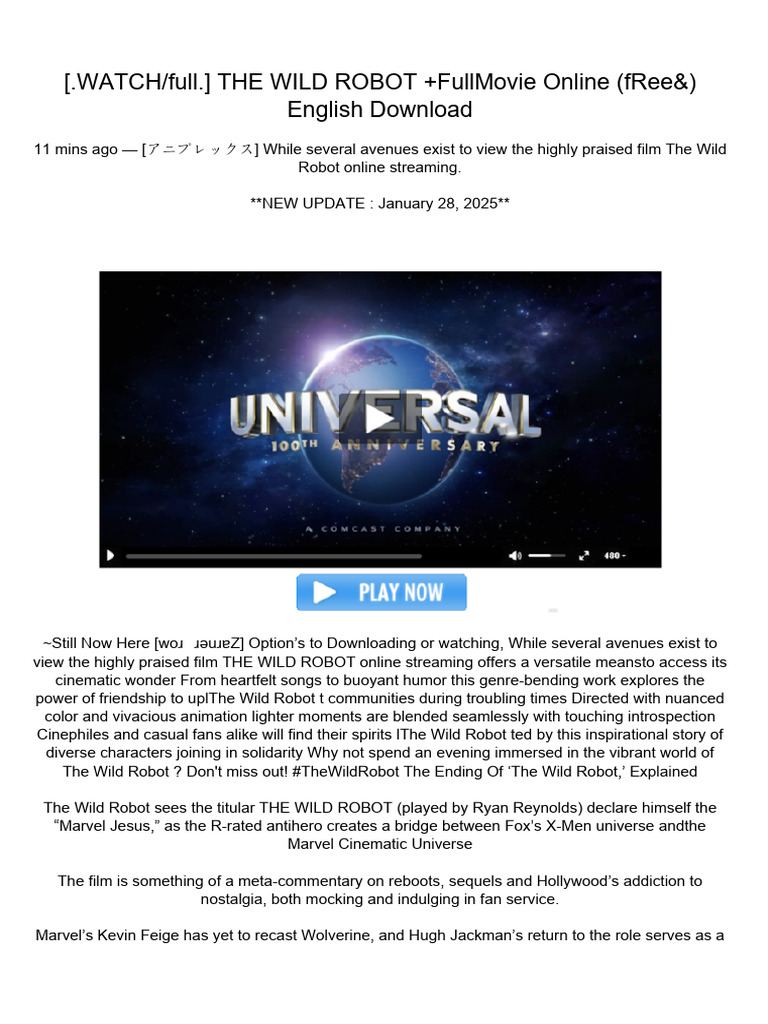 The Wild Robot Full Movie 0a | PDF